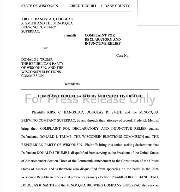 We Just Filed Lawsuit in Dane County Circuit Court to Remove Trump Fro ...