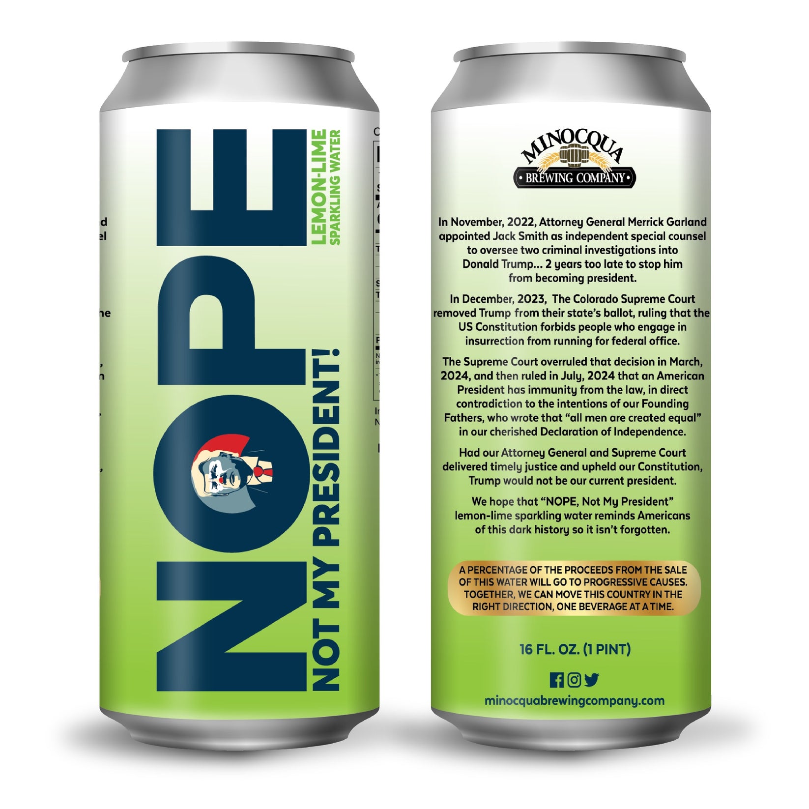 NOPE Lemon-Lime Sparking Water, 16oz, 4-pack – Minocqua Brewing Company